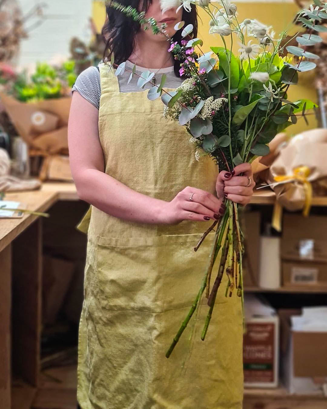 Linen X-Back Apron – dowry.com.au